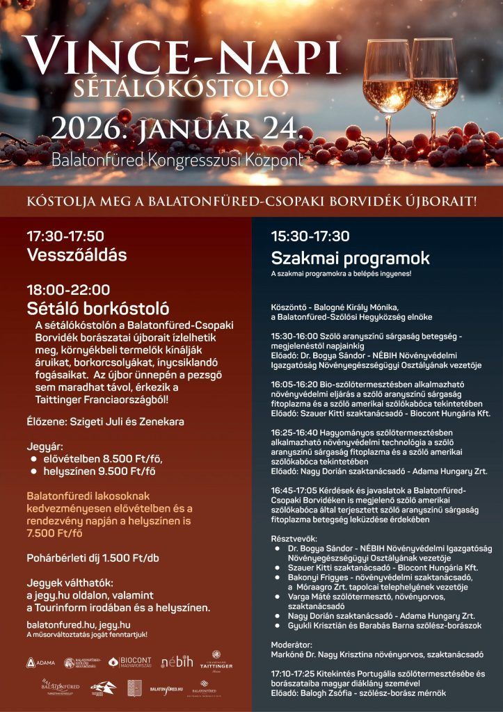 Vince-nap Balatonfüredi programok 2026